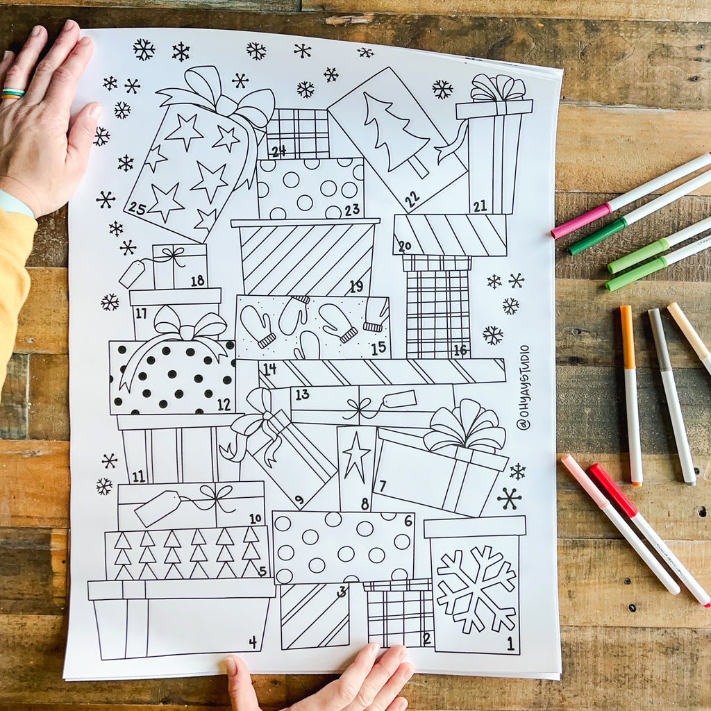Advent Stacked presents coloring calendar – oh yay studio